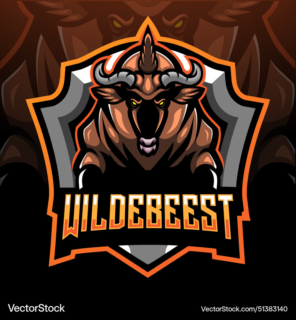 Wildebeest mascot esport logo design Royalty Free Vector