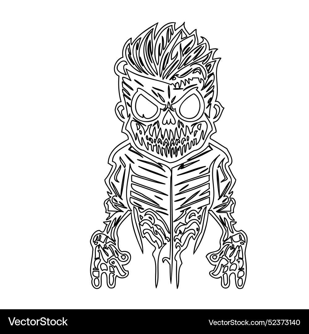 Zombie scary outline sketch Royalty Free Vector Image