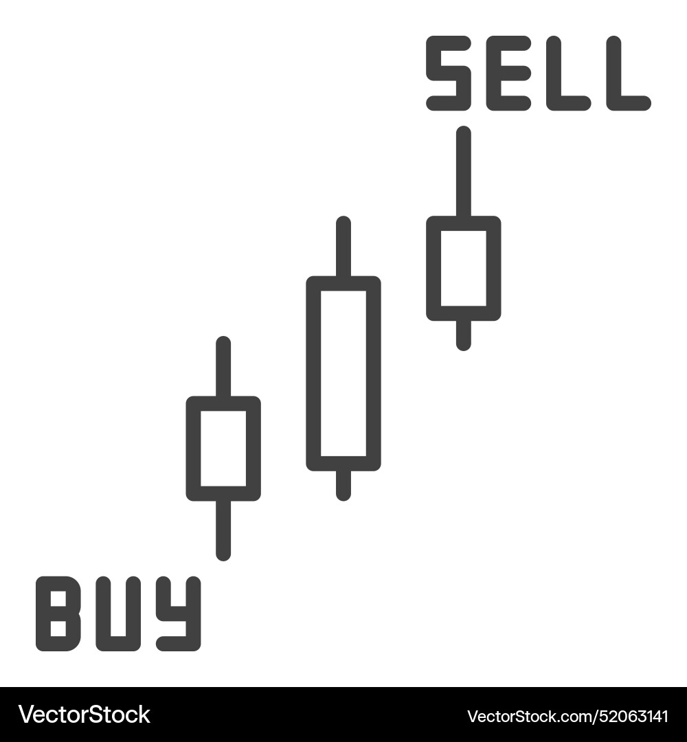 Buy and sell candlestick chart icon in thin line Vector Image