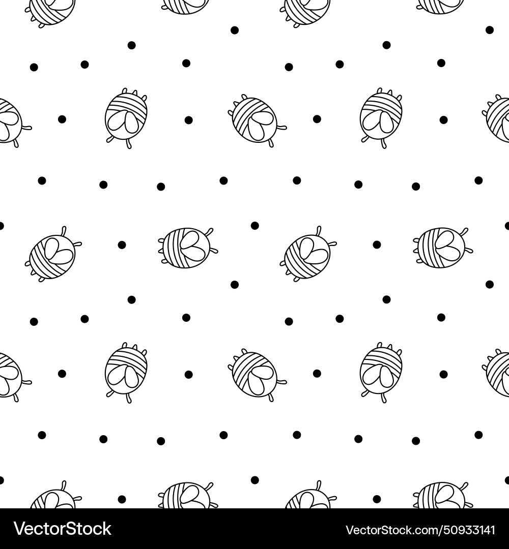 Cartoon cute bee seamless pattern coloring page Vector Image