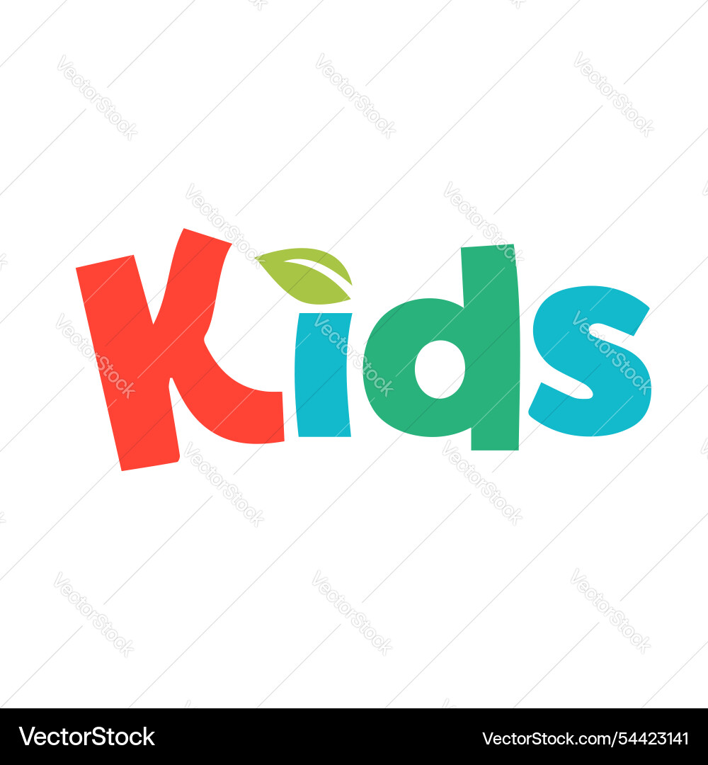 Colorful kids text logo flat Royalty Free Vector Image