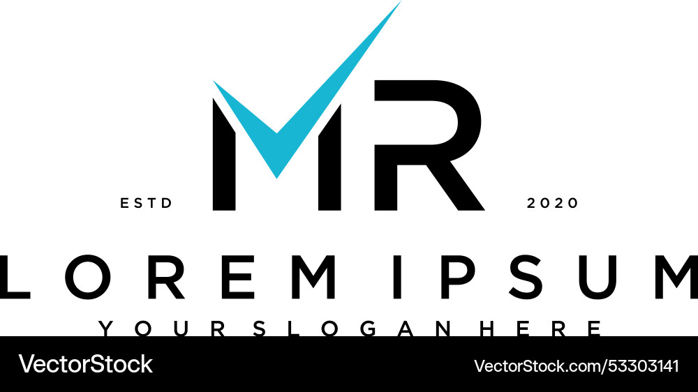 Creative letter mr checklist logo design concept Vector Image