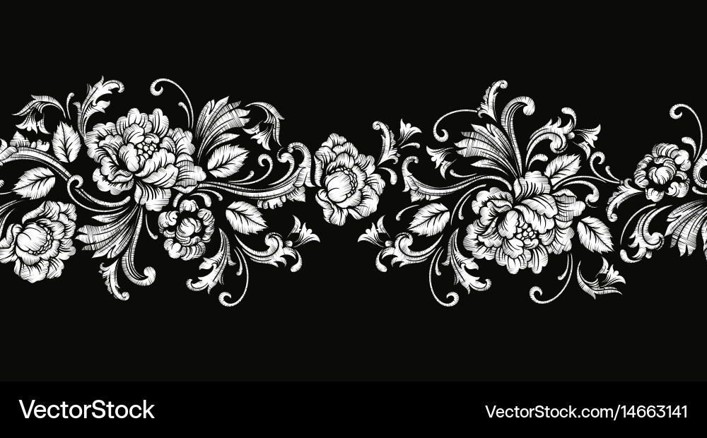 Embroidery design in baroque style seamless Vector Image