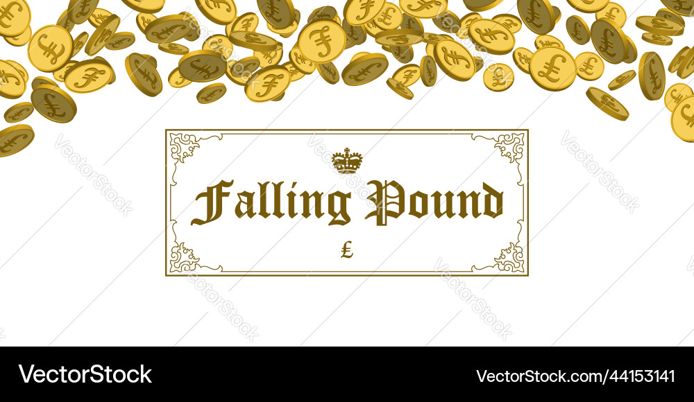 Falling british pounds 3d coins on an isolated Vector Image