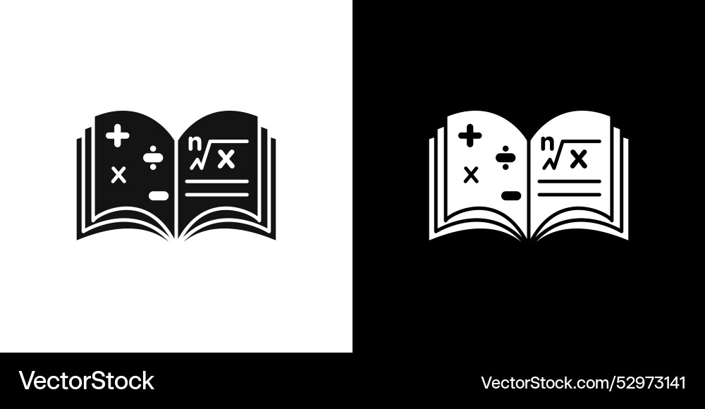 Maths book icon flat set outline Royalty Free Vector Image