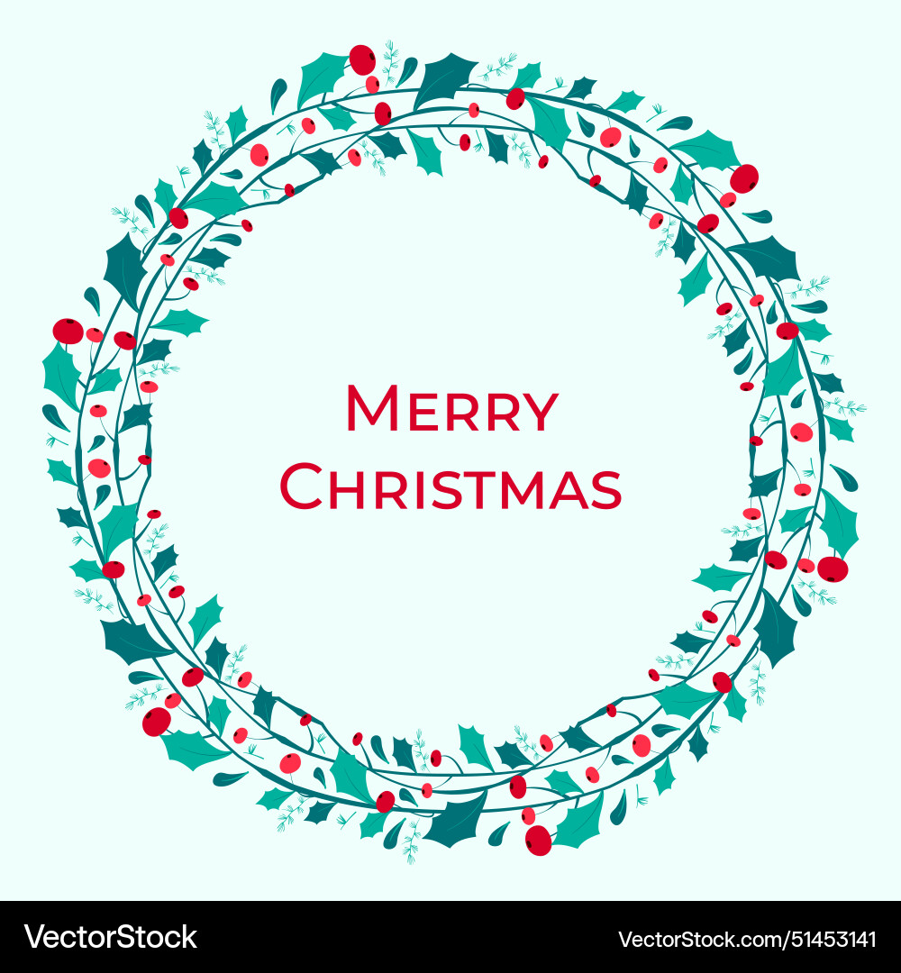Merry christmas round frame mistletoe wreath Vector Image