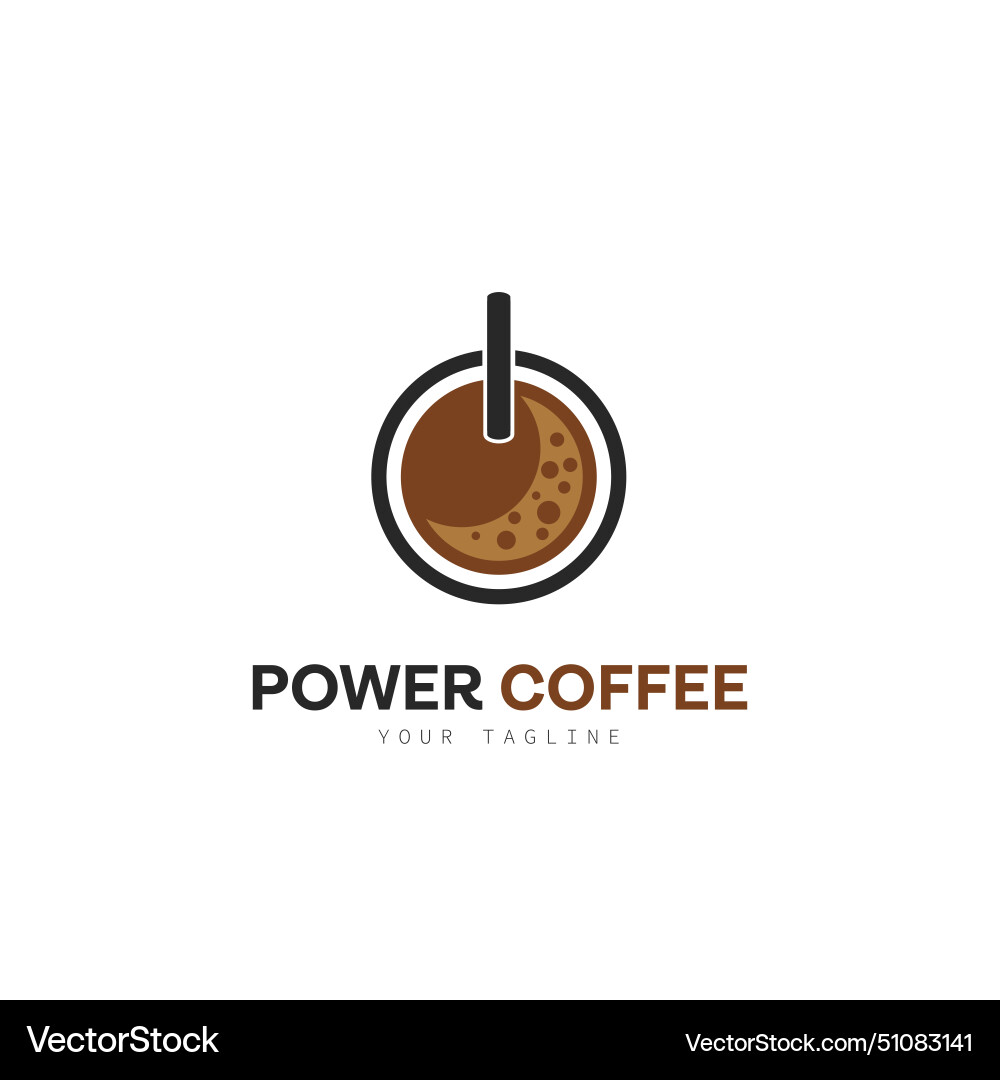 Power coffee logo design flat style Royalty Free Vector