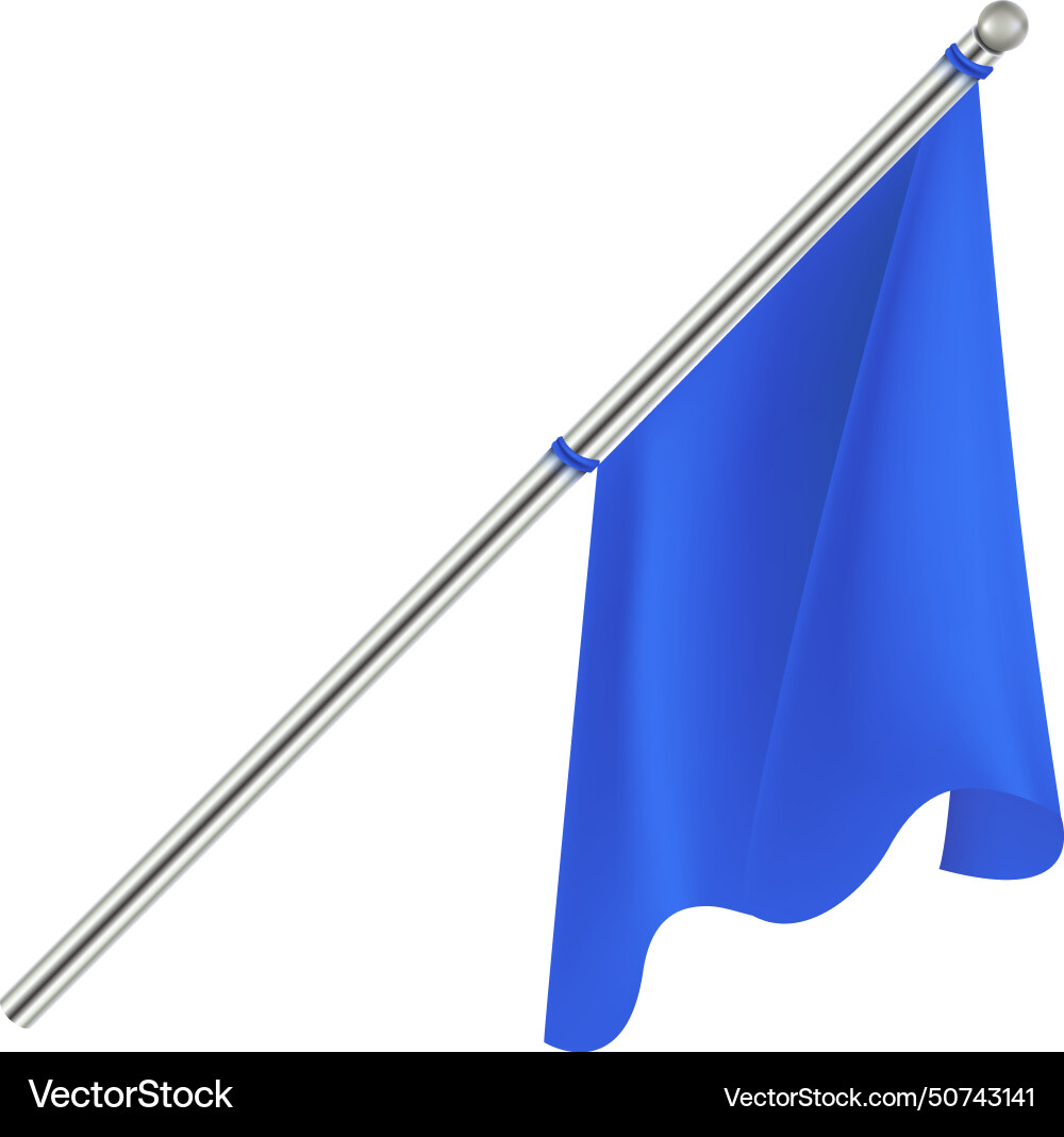 Realistic blue flag on metal pole hanging fabric Vector Image