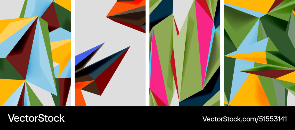 Set Of Mosaic Triangle Pattern Abstract Posters Vector Image
