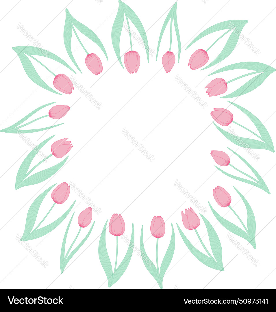Tulip flowers frame border Royalty Free Vector Image