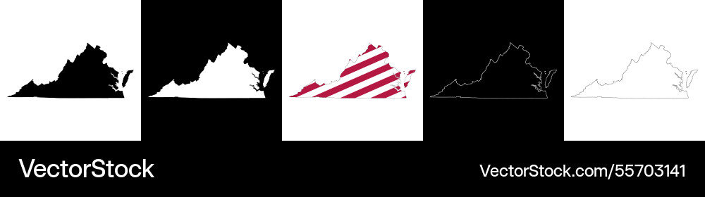 Virginia outline map Royalty Free Vector Image