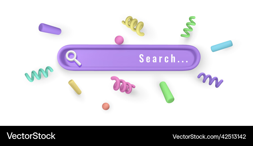 3d cute cartoon search bar design element Vector Image