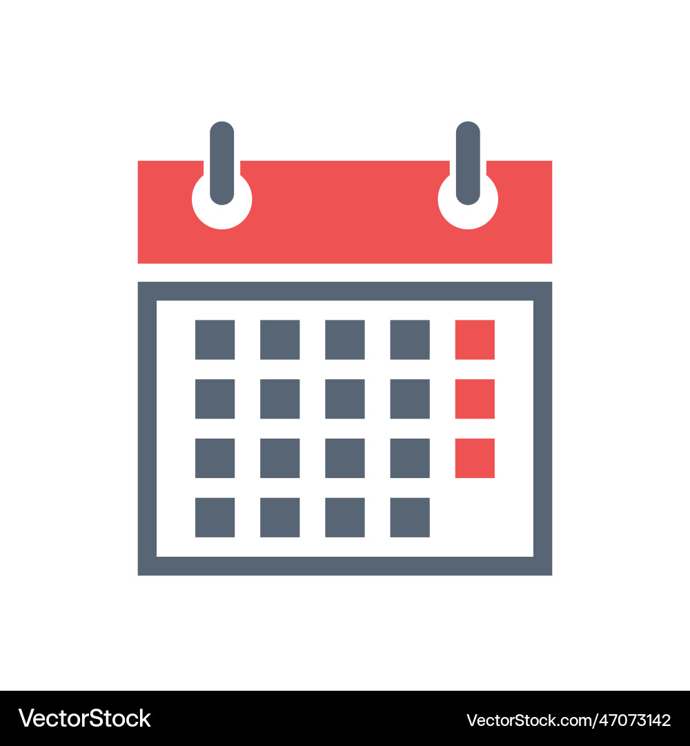 Calendar flat icon color symbols Royalty Free Vector Image