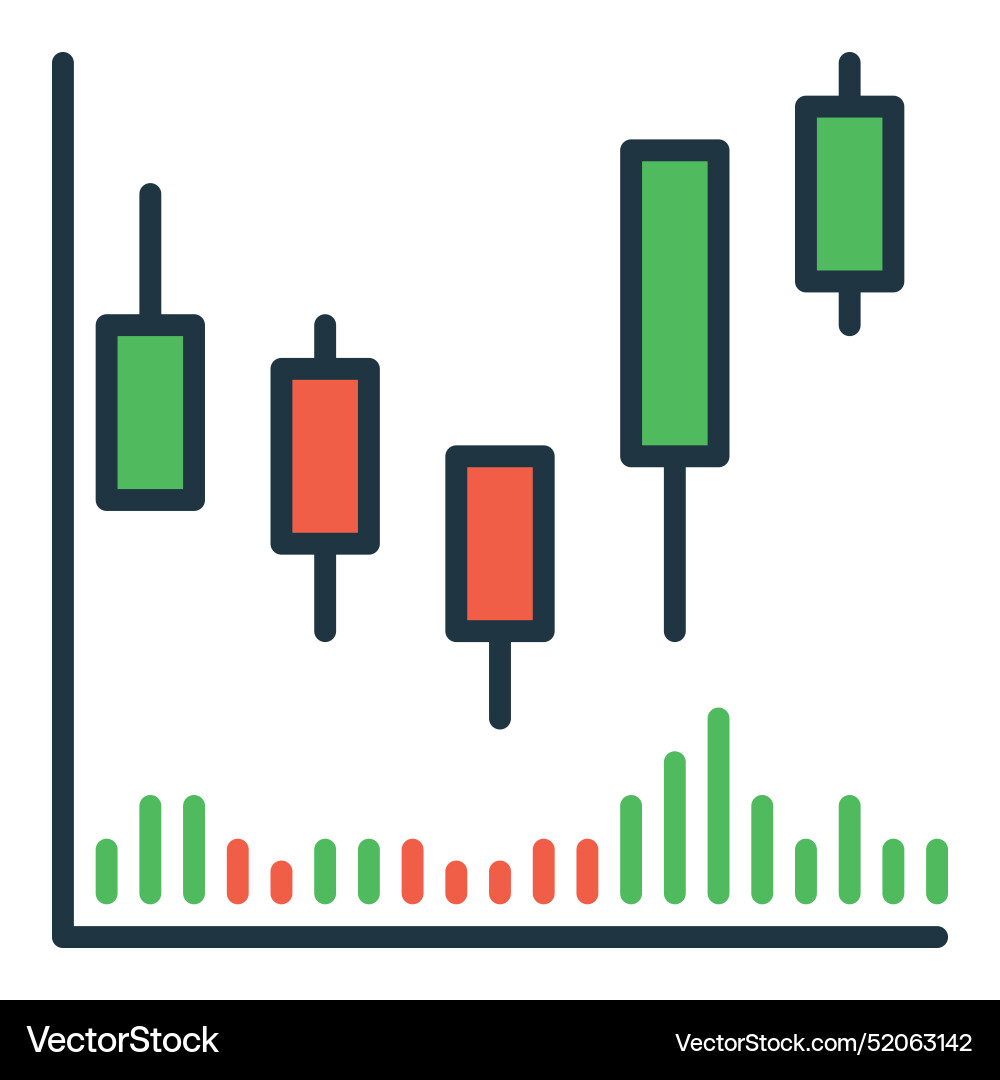 Candlestick technical analysis colored icon Vector Image