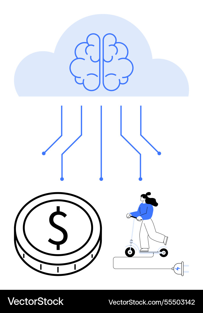 Cloud brain network connecting to mobility Vector Image