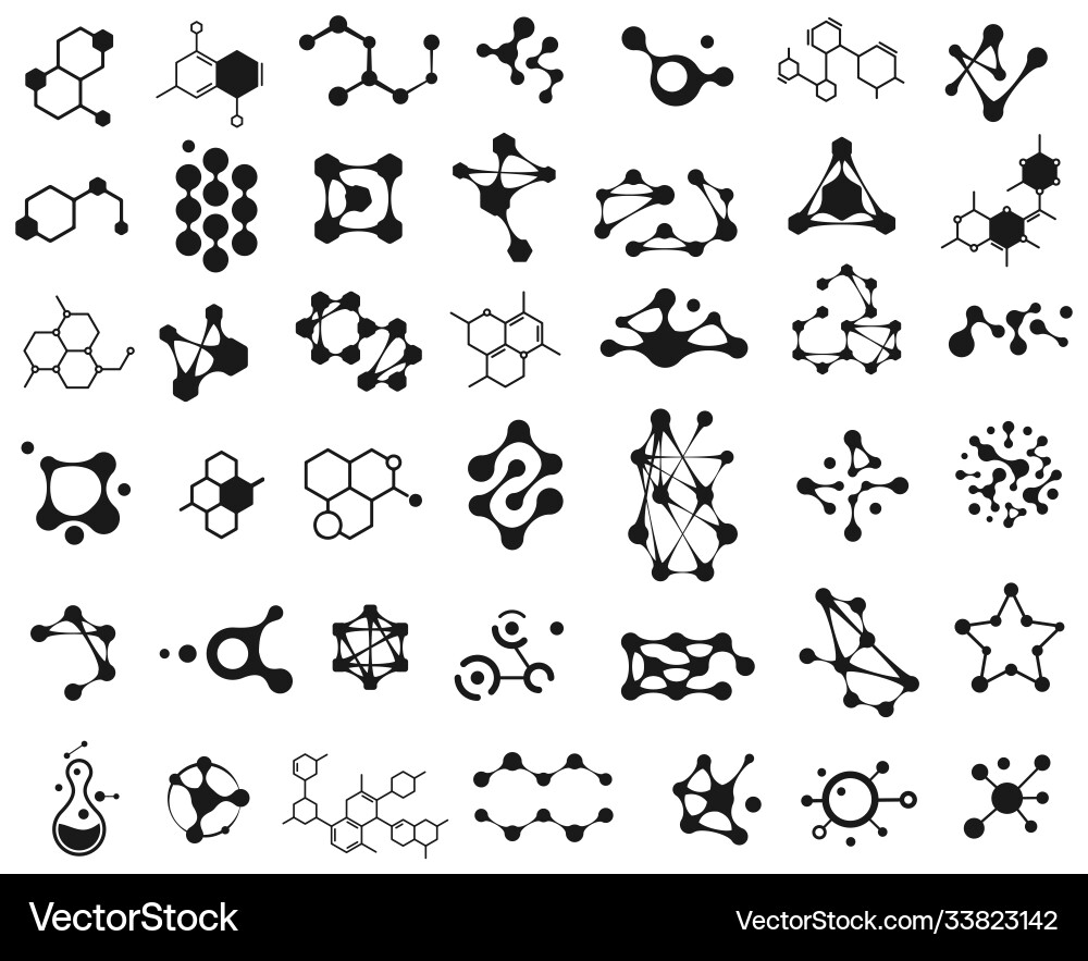 Connected molecules icons molecular structure Vector Image