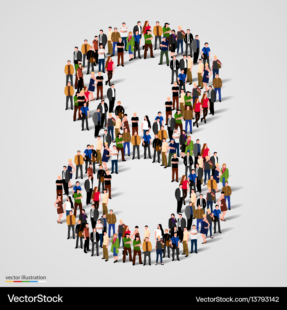 Eight People Forming Number 8 Royalty Free Vector Image