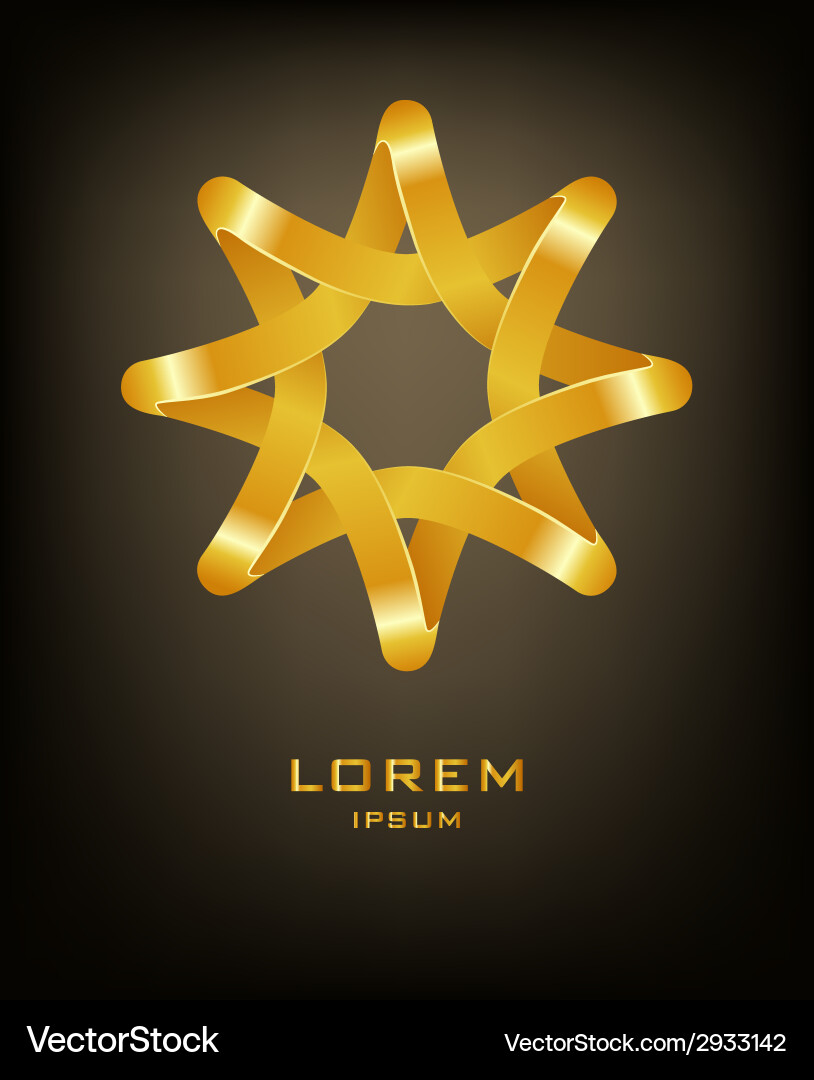 Gold eight pointed star logo design template Vector Image