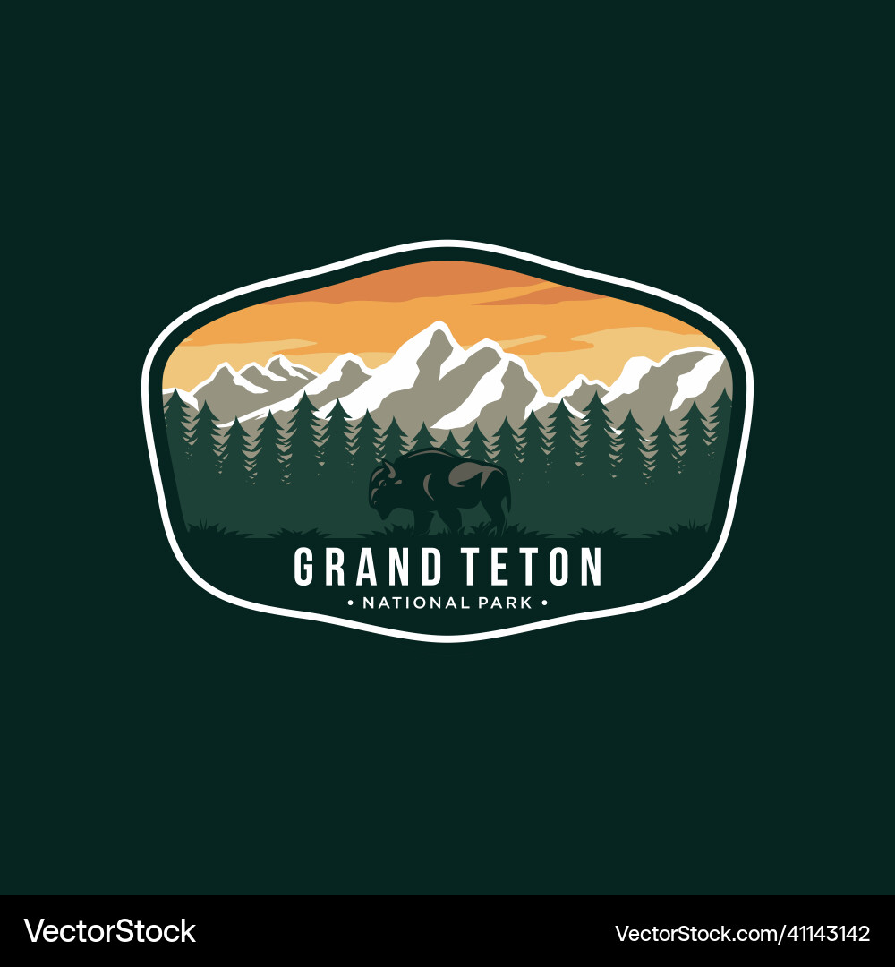 Grand teton Nationalpark Emblem Patch Logo Vektorbild
