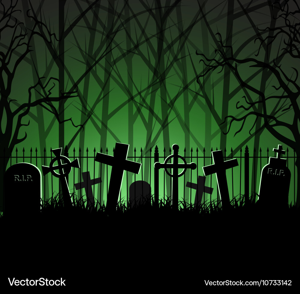 Graveyard cemetery tomb in forest Royalty Free Vector Image