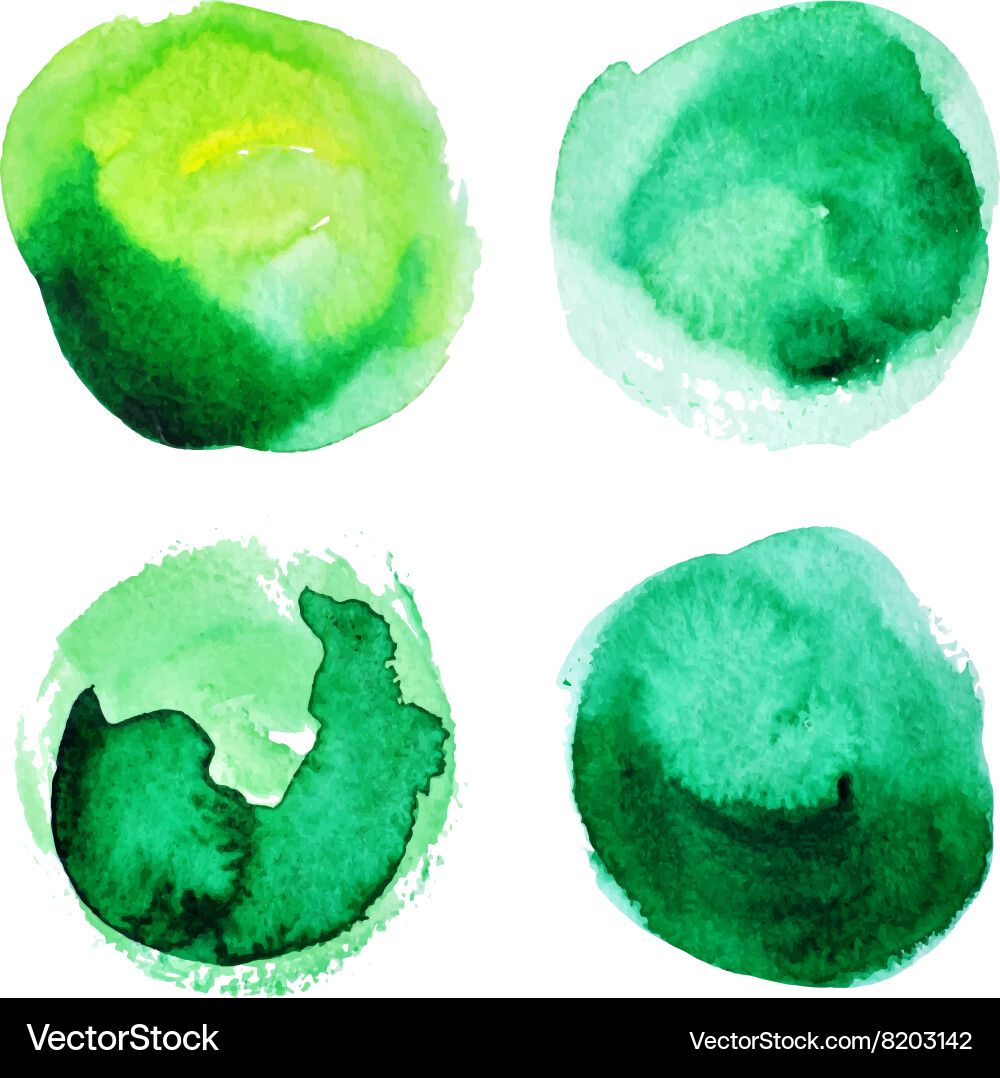 Green Watercolour Stain Set Royalty Free Vector Image