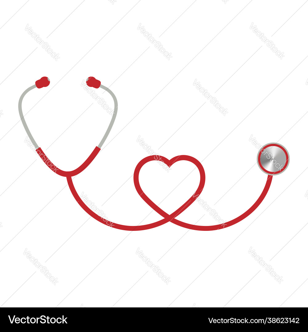 Heart shaped red stethoscope Royalty Free Vector Image