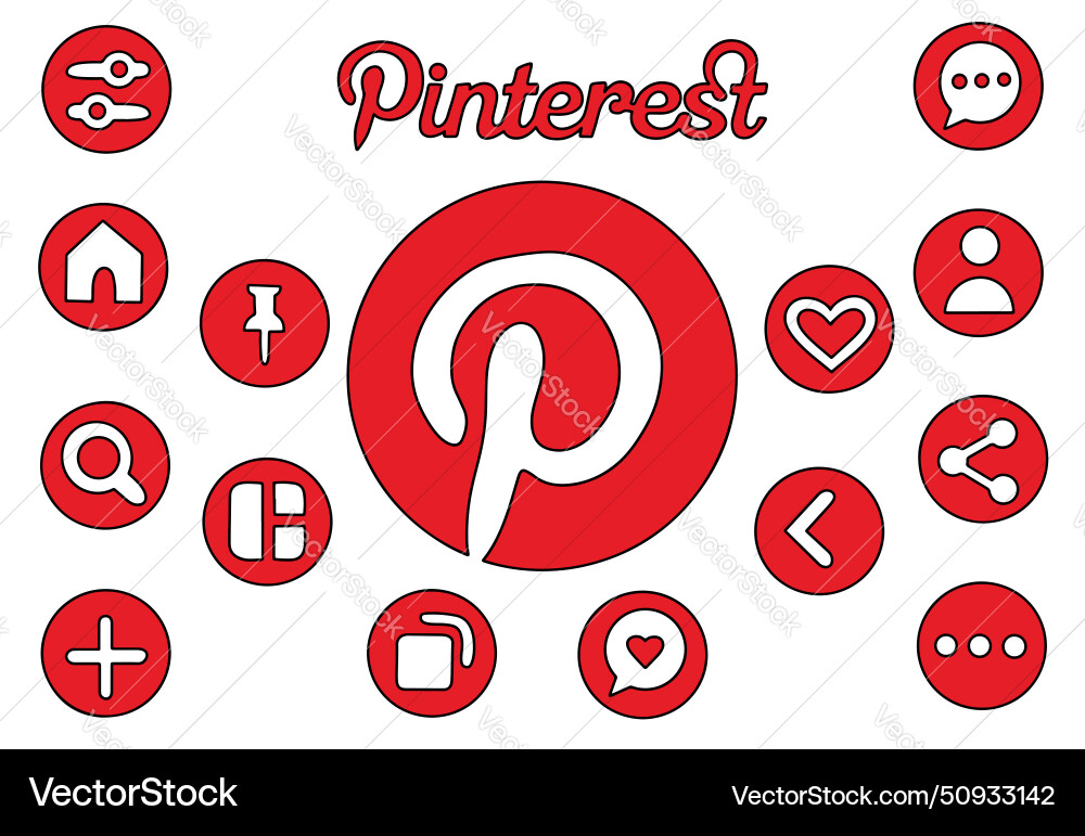 Pinterest social networks color Royalty Free Vector Image