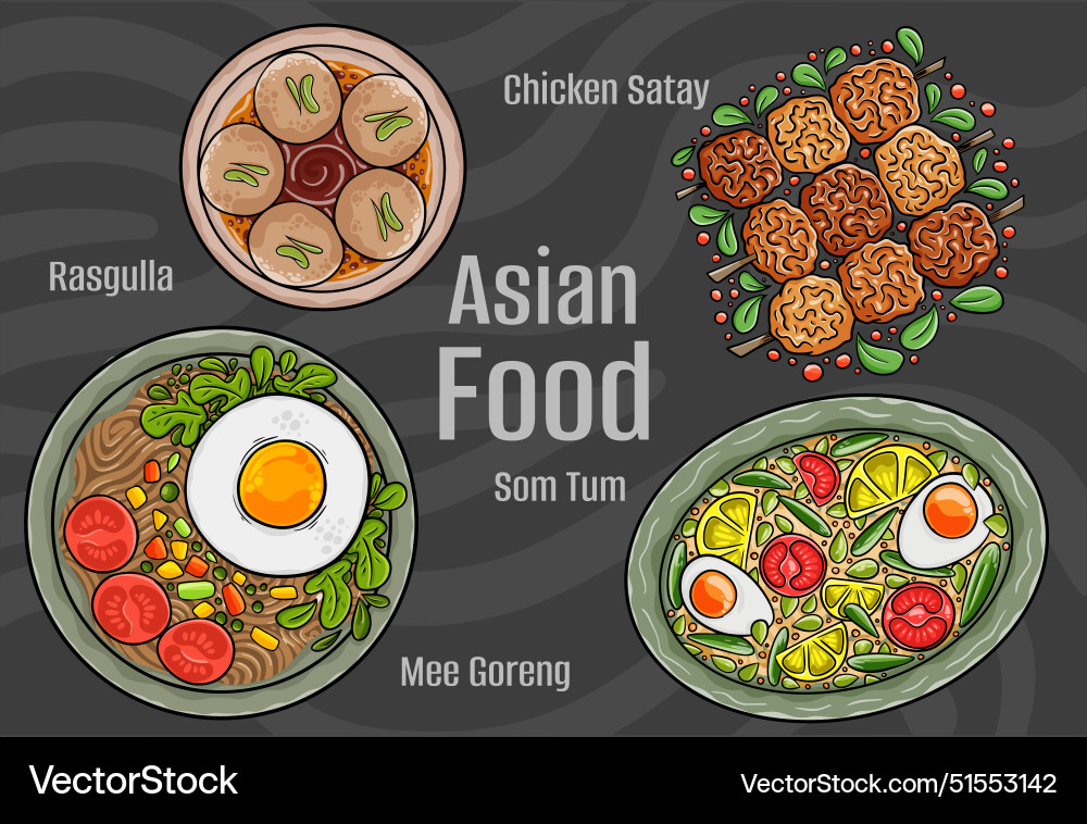 Popular asian food hand-drawn Royalty Free Vector Image