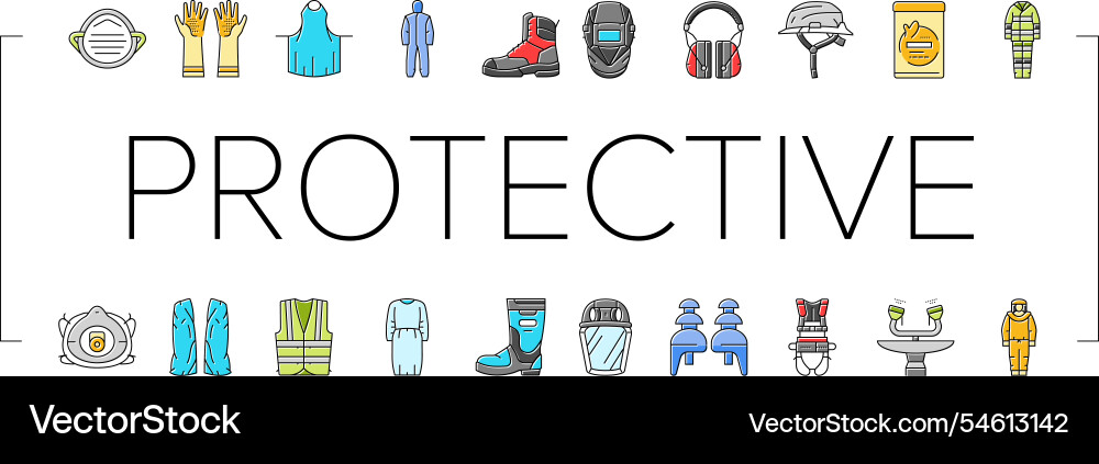 Ppe protective safety kit icons set Royalty Free Vector