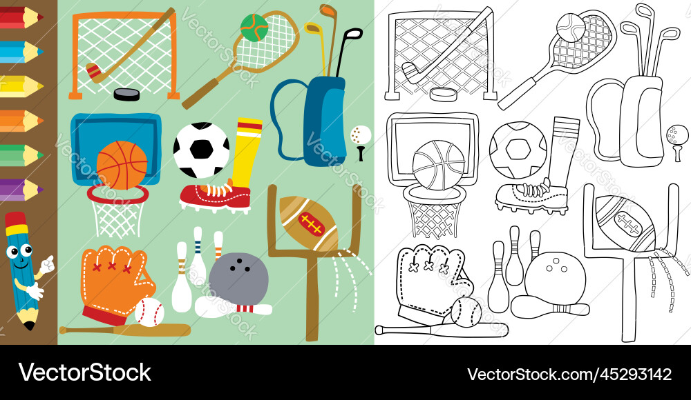 Set of sport elements cartoon Royalty Free Vector Image