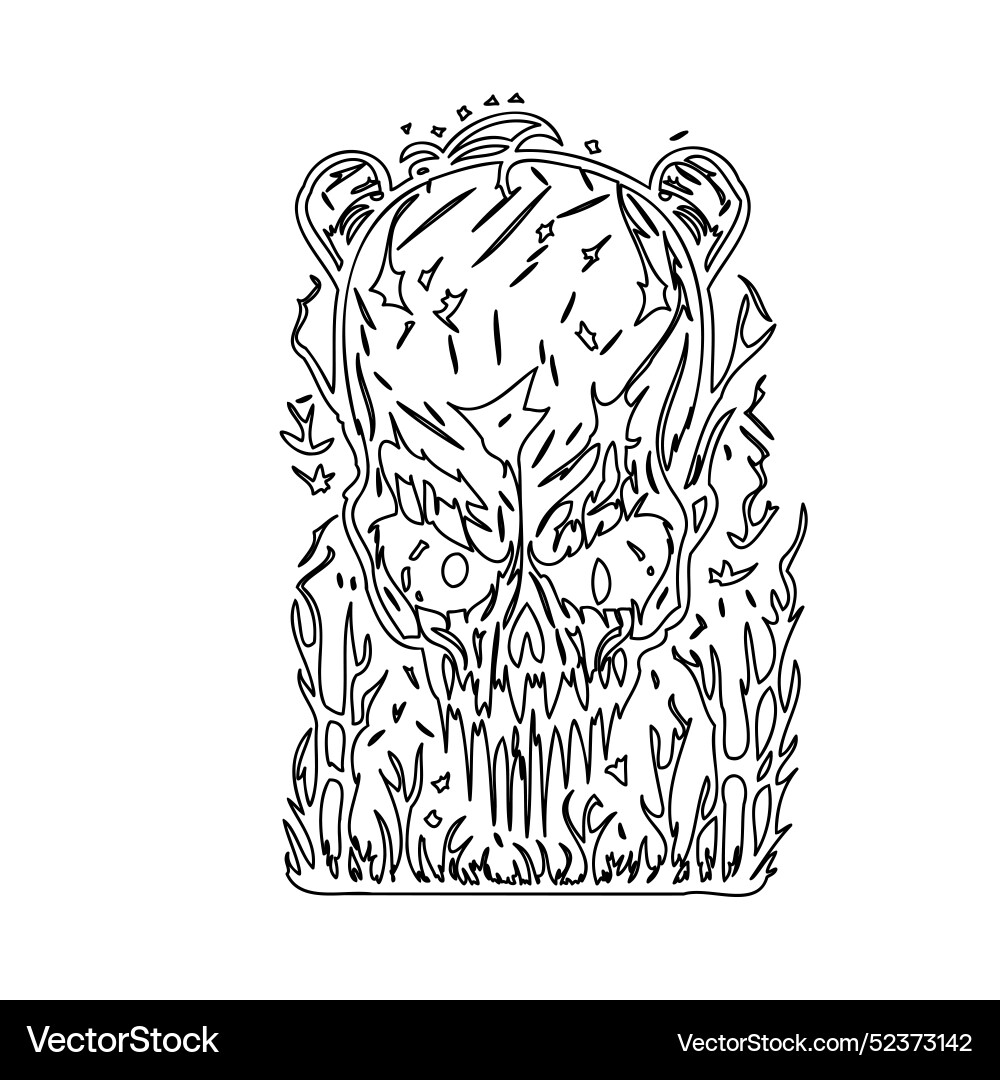 Zombie scary outline sketch Royalty Free Vector Image