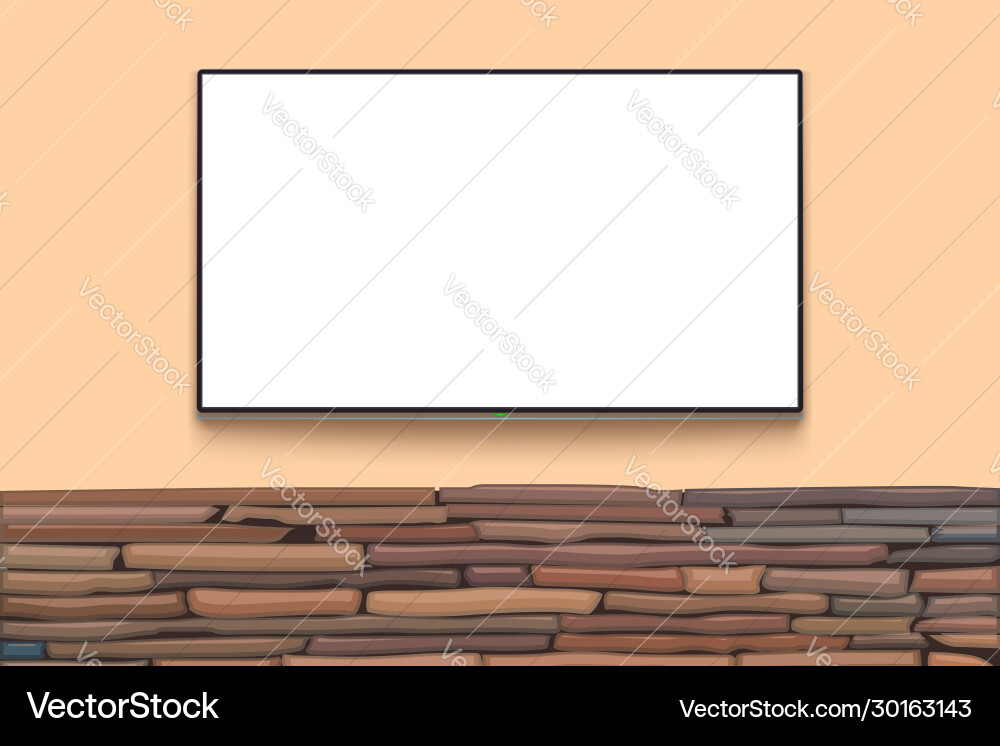 Blank tv on stone wall Royalty Free Vector Image
