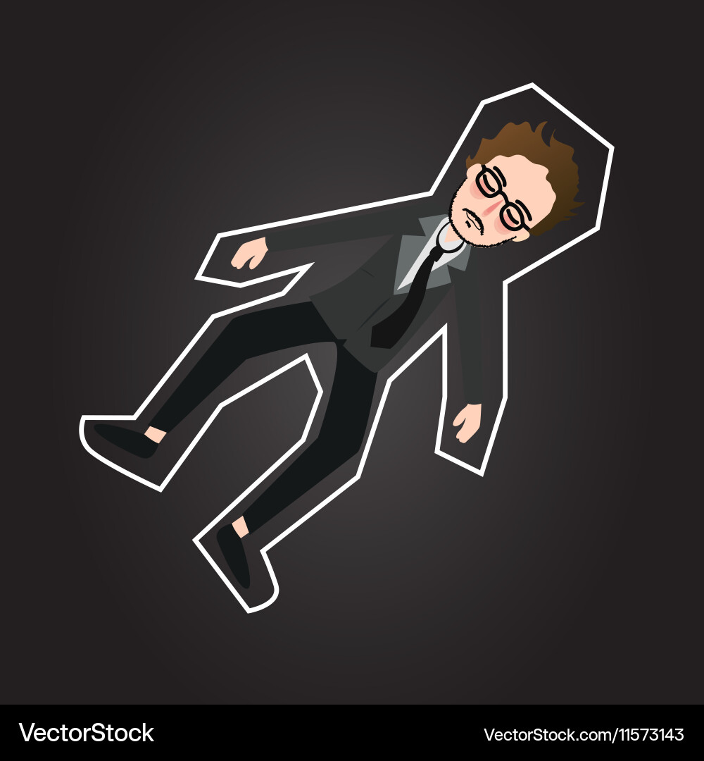 Crime scene body outline chalk dead murder man Vector Image