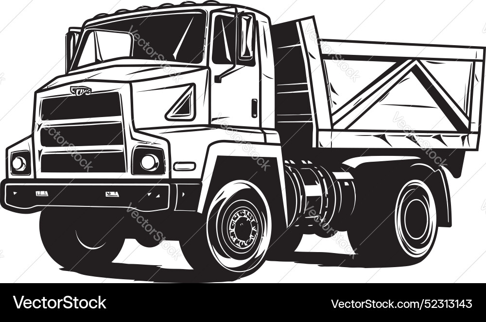 Dump truck dynamics iconic black logo iconography Vector Image