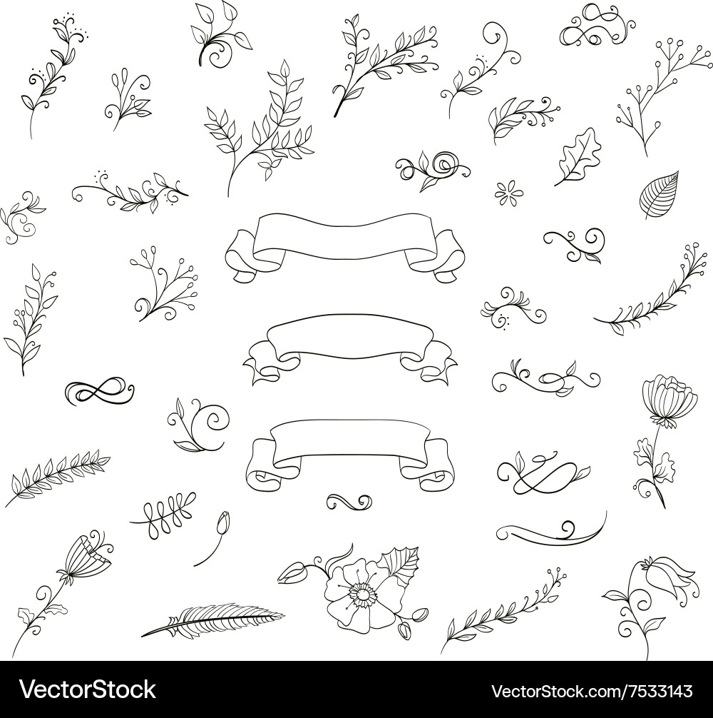 Floral Wreath & Border Elements Royalty Free Vector