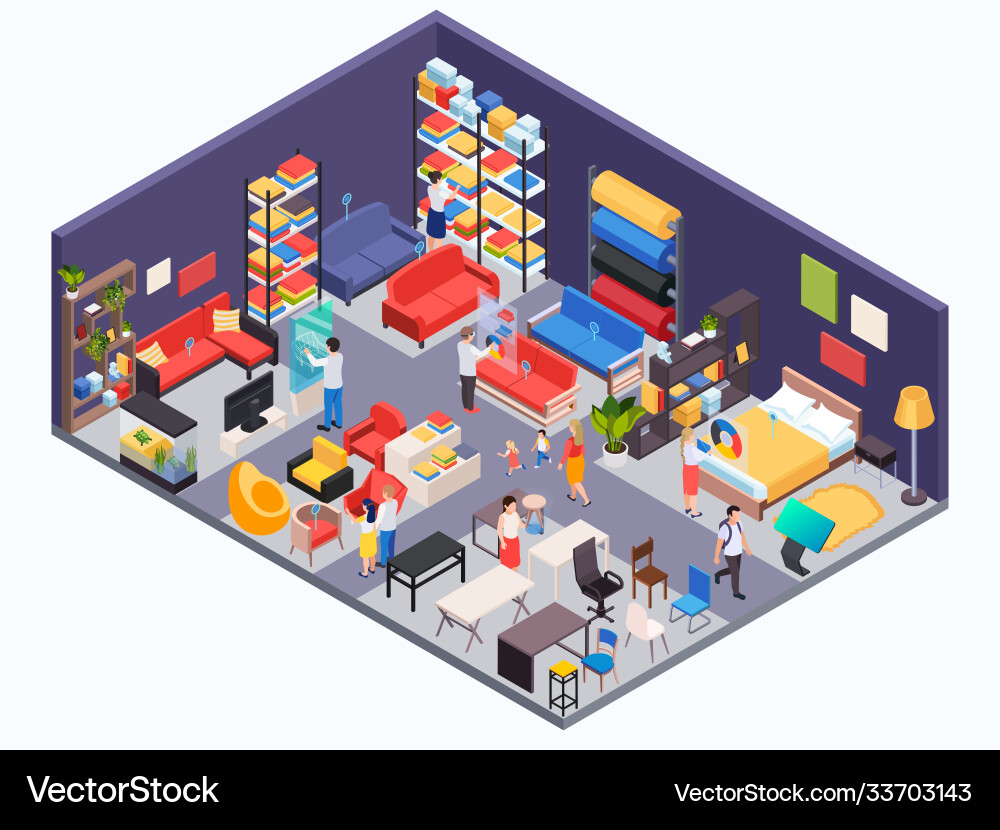 Isometric Furniture Store Interior Royalty Free Vector Image
