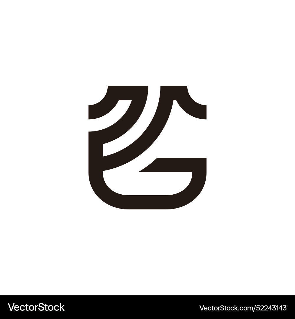 Letter gt simple geometric curves logo Royalty Free Vector