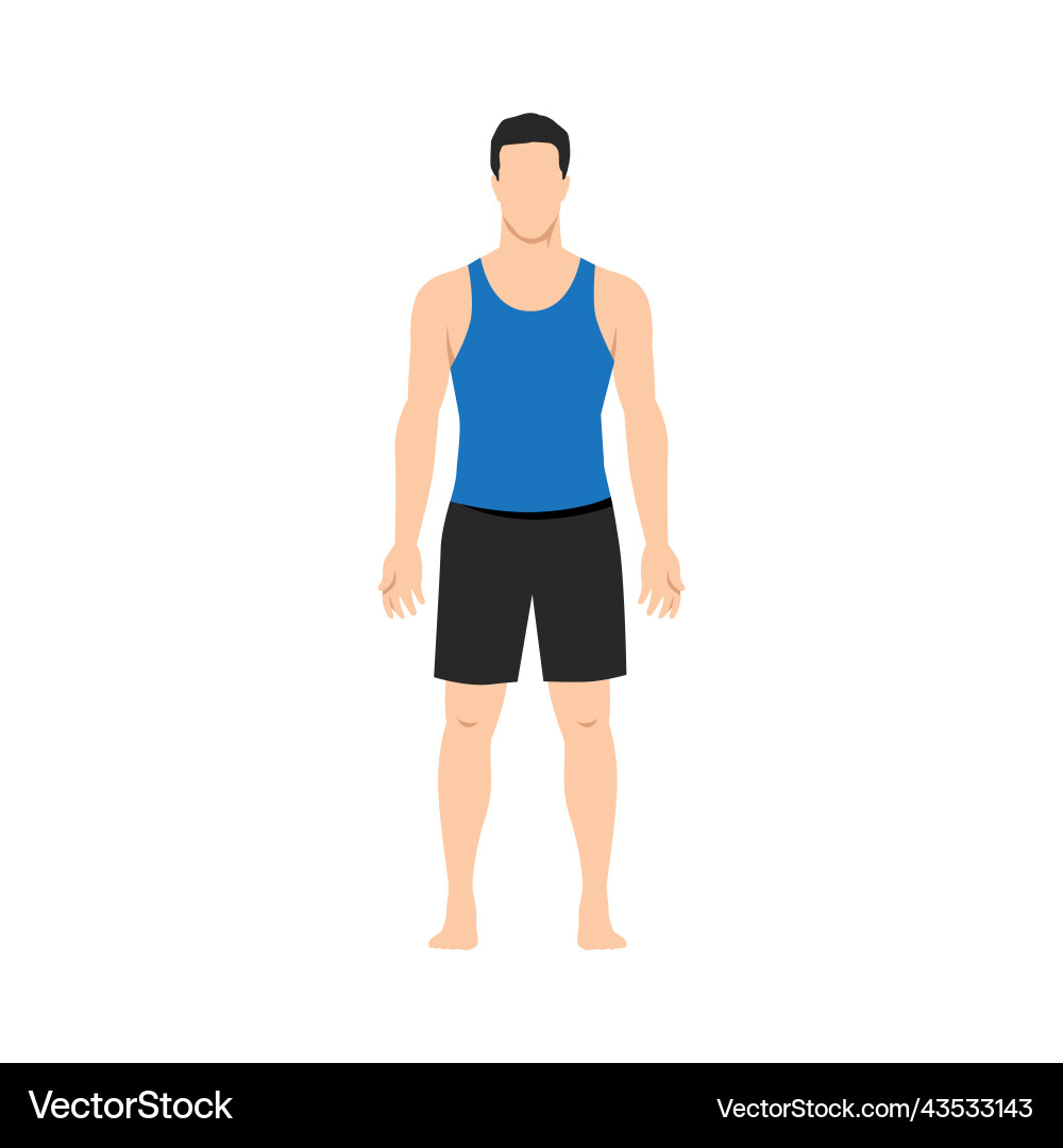 Man doing tadasana or mountain pose side view Vector Image