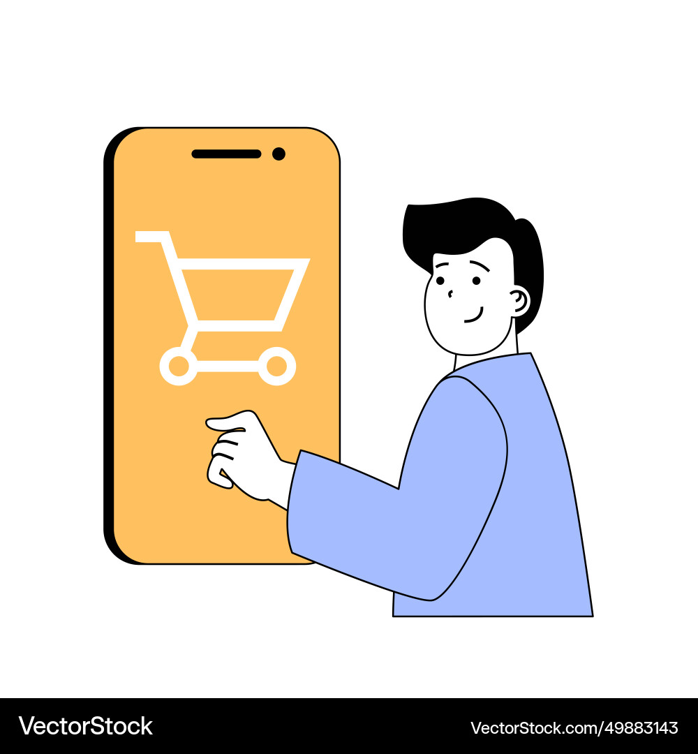 Mobile commerce concept with cartoon people Vector Image