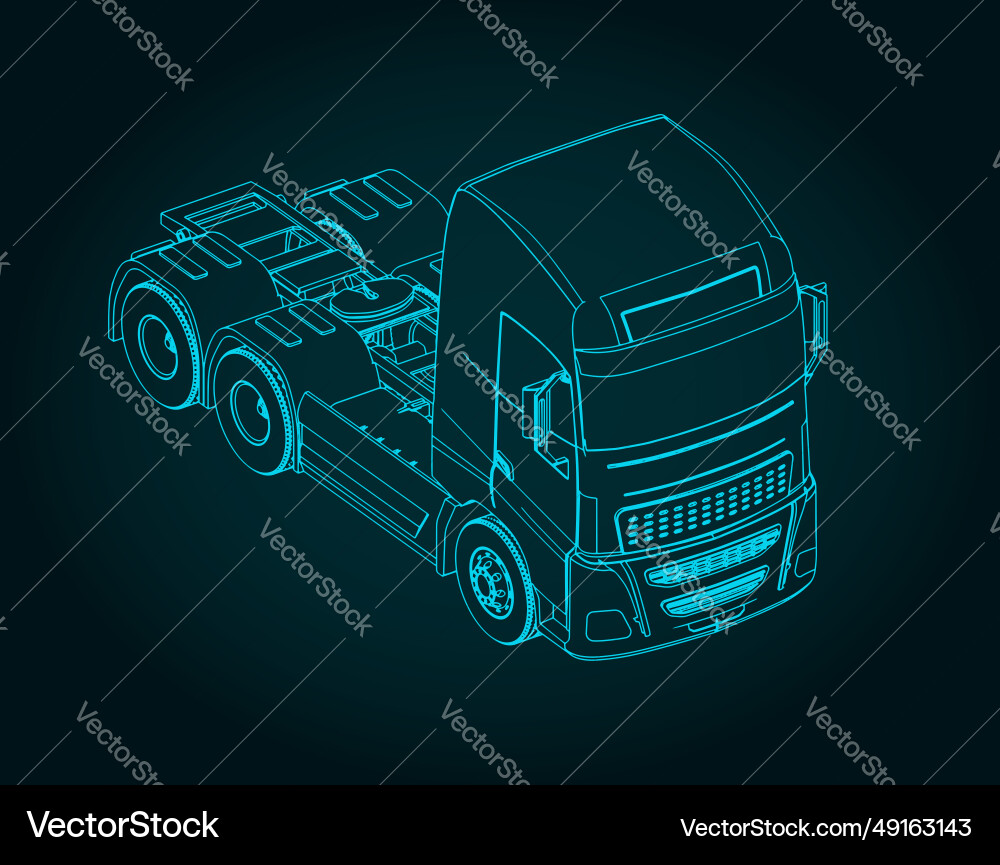Truck tractor blueprint Royalty Free Vector Image