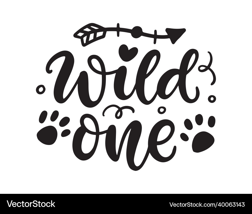 Wild one baby cute quote print Royalty Free Vector Image