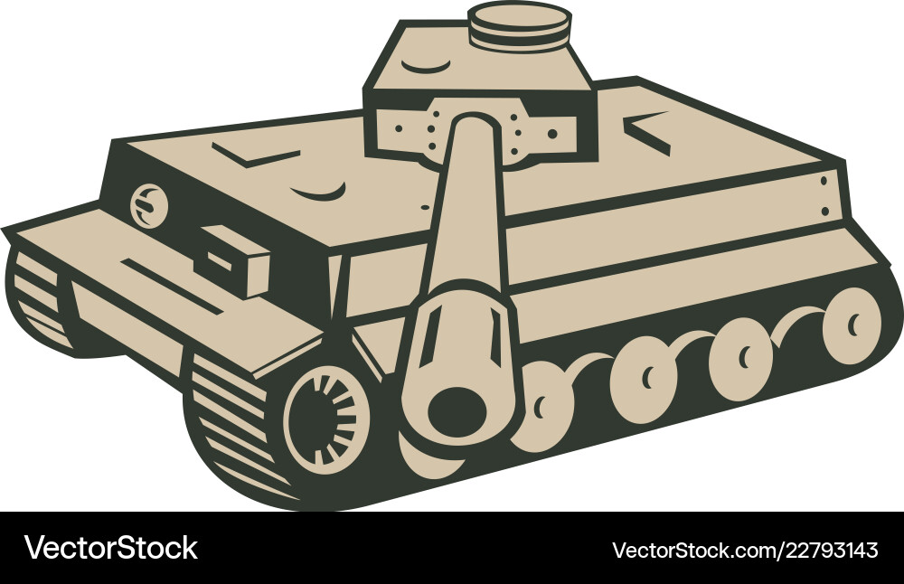 World war two german panzer tank aiming Royalty Free Vector