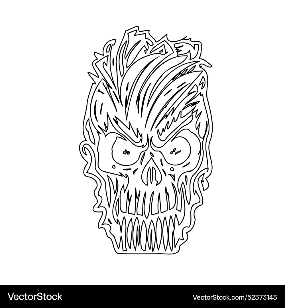 Zombie scary outline sketch Royalty Free Vector Image