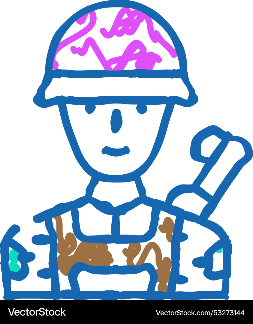 Army male icon doodle Royalty Free Vector Image