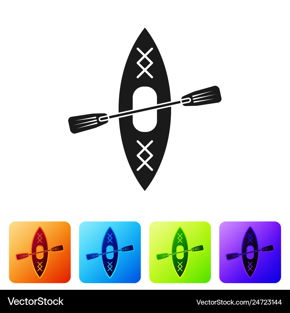 Black Kayak and Paddle Icon Royalty Free Vector Image