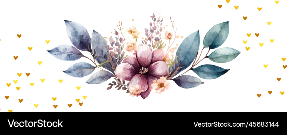 Floral element flower and green leaves wedding Vector Image
