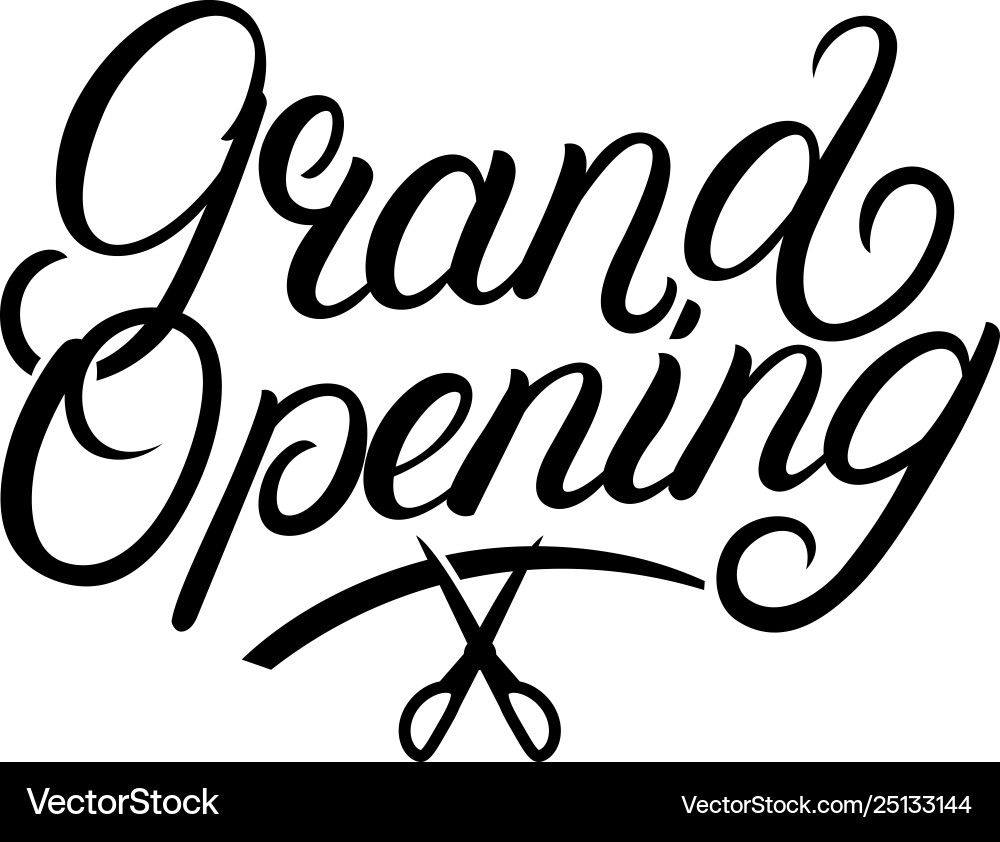 Grand opening hand written lettering Royalty Free Vector