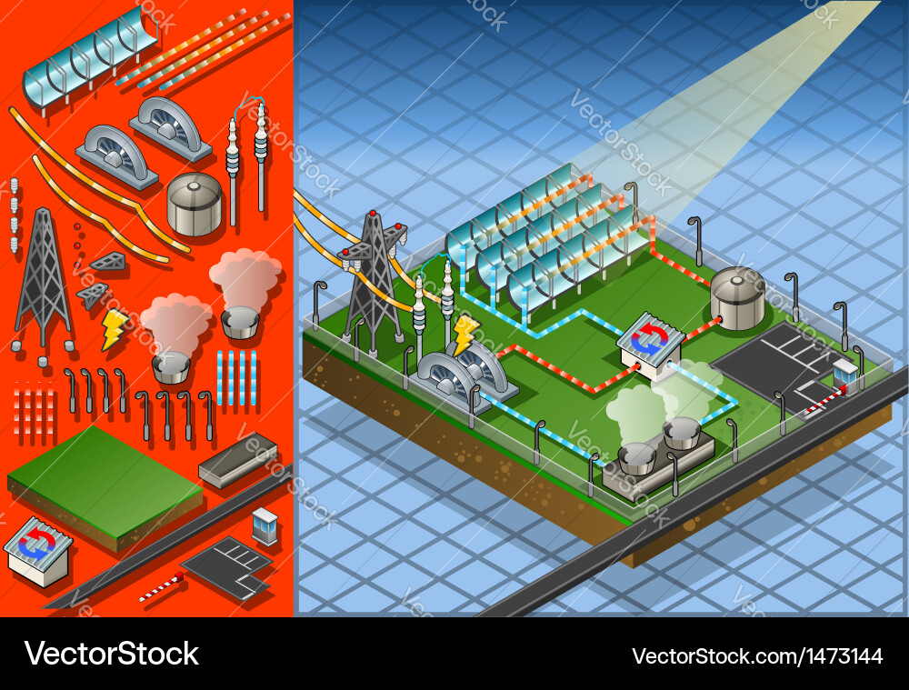 Isometric Solar Power Plant Royalty Free Vector Image