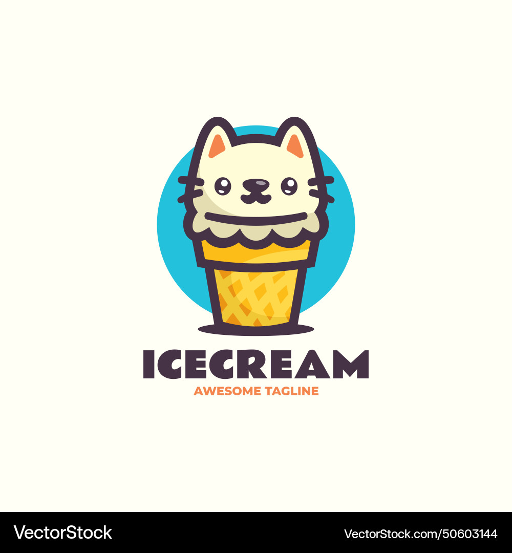 Logo ice cream mascot cartoon style Royalty Free Vector