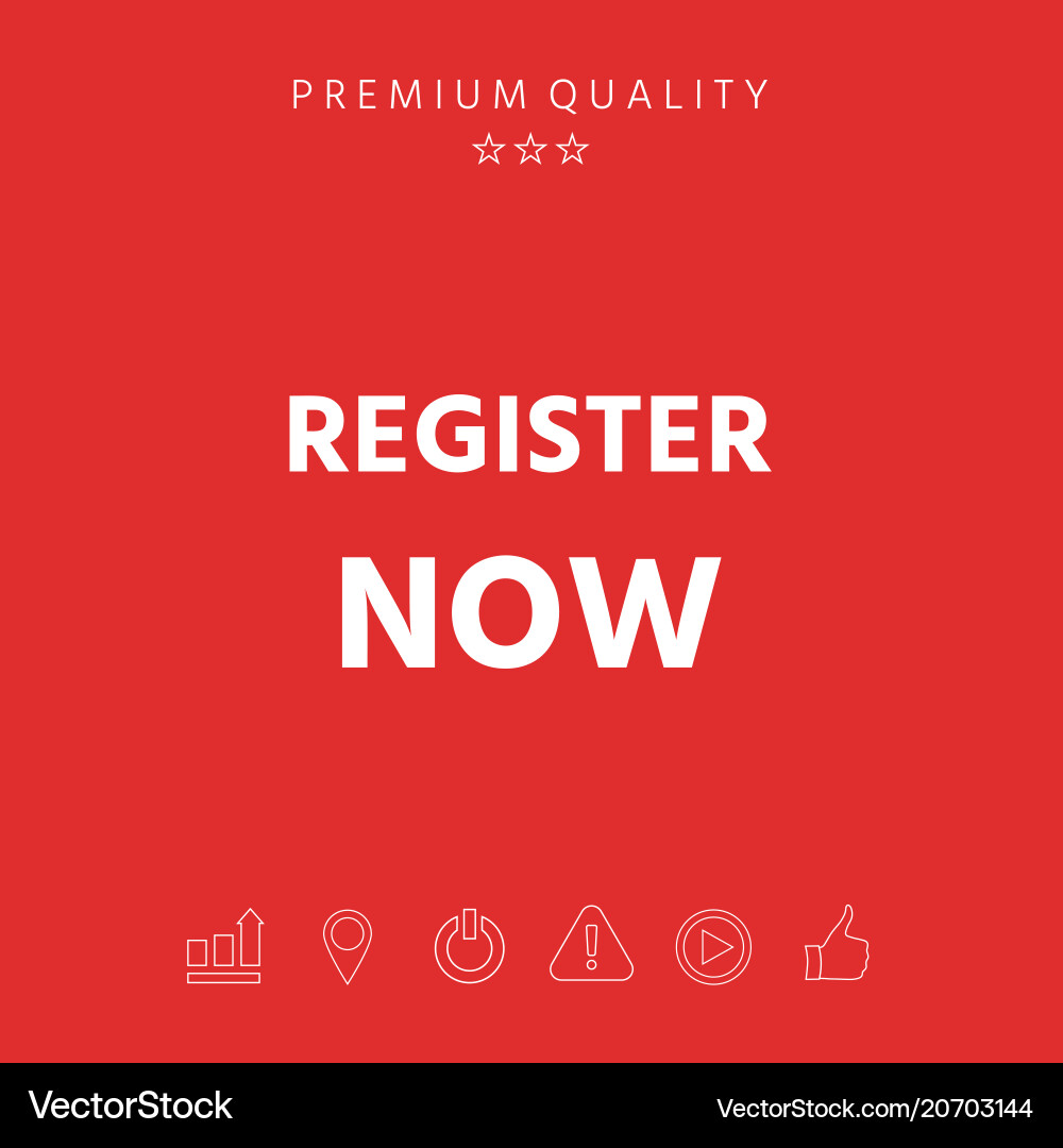 Register now button Royalty Free Vector Image - VectorStock
